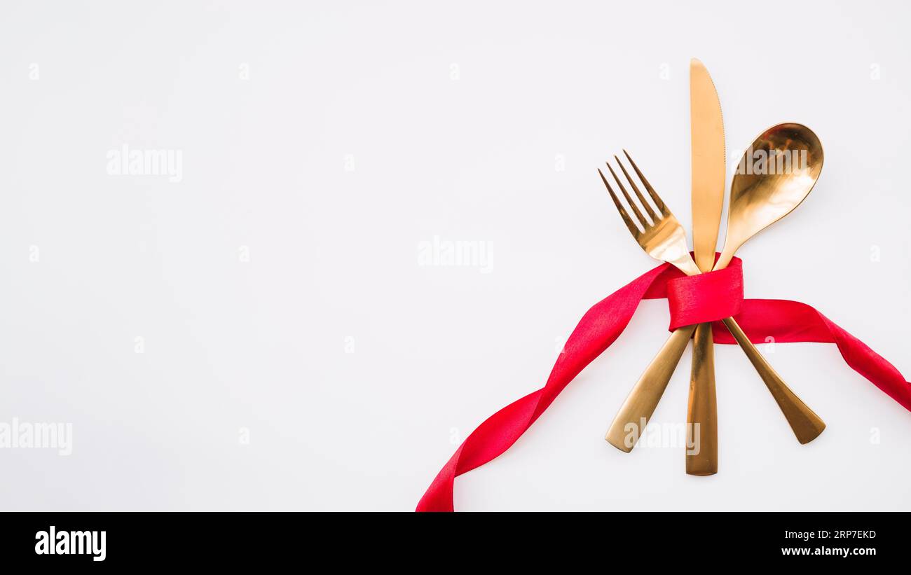 Spoon fork red bow hi-res stock photography and images - Alamy