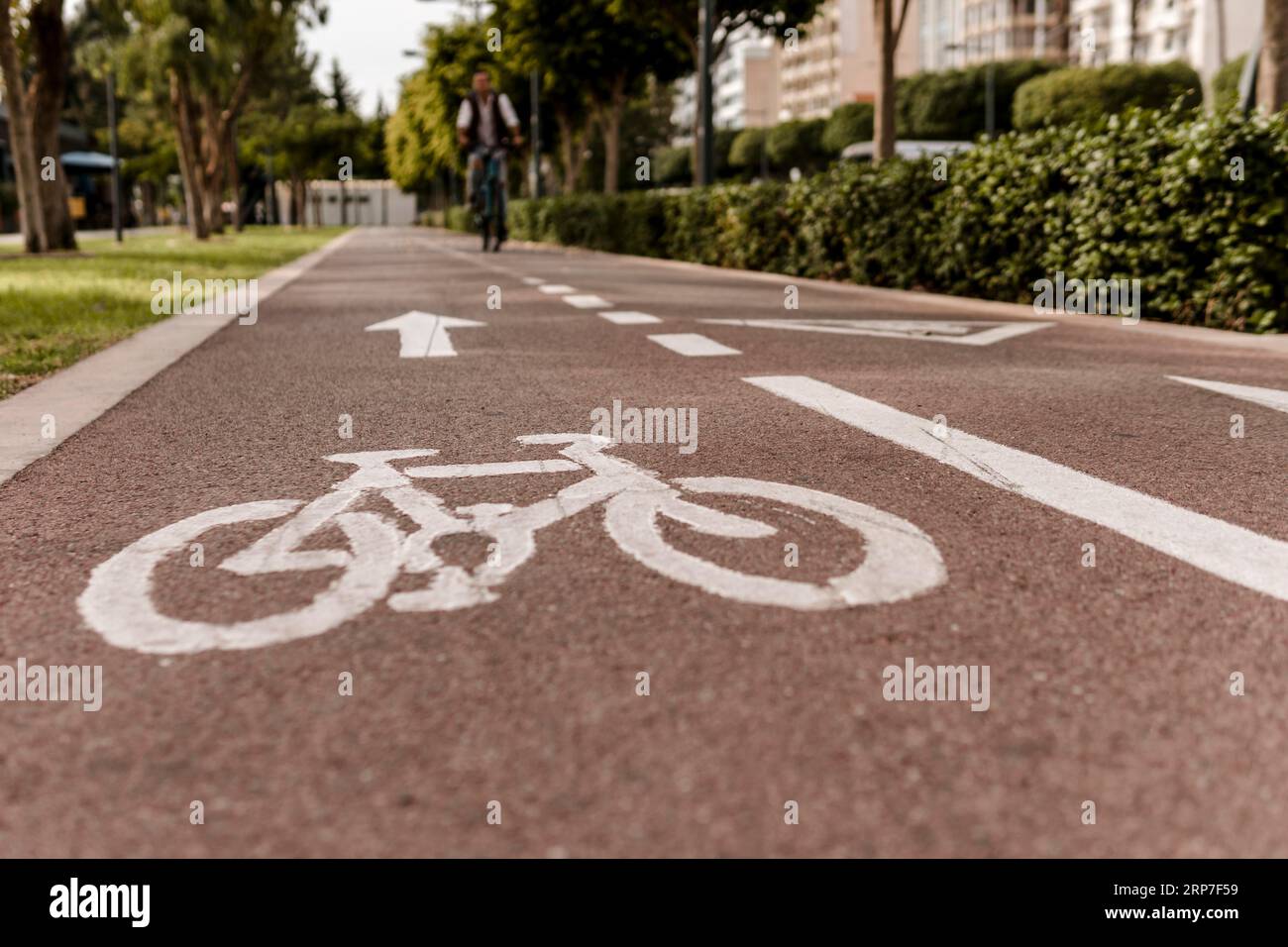 Bike lane road Stock Photo - Alamy