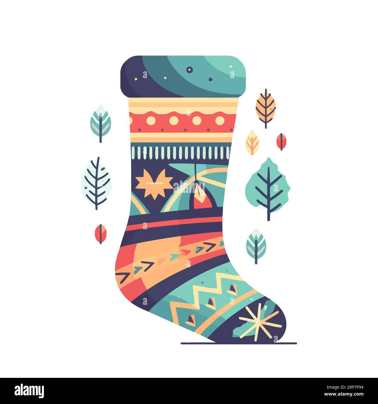 Sock image. Cute sock with ornament isolated on white background ...