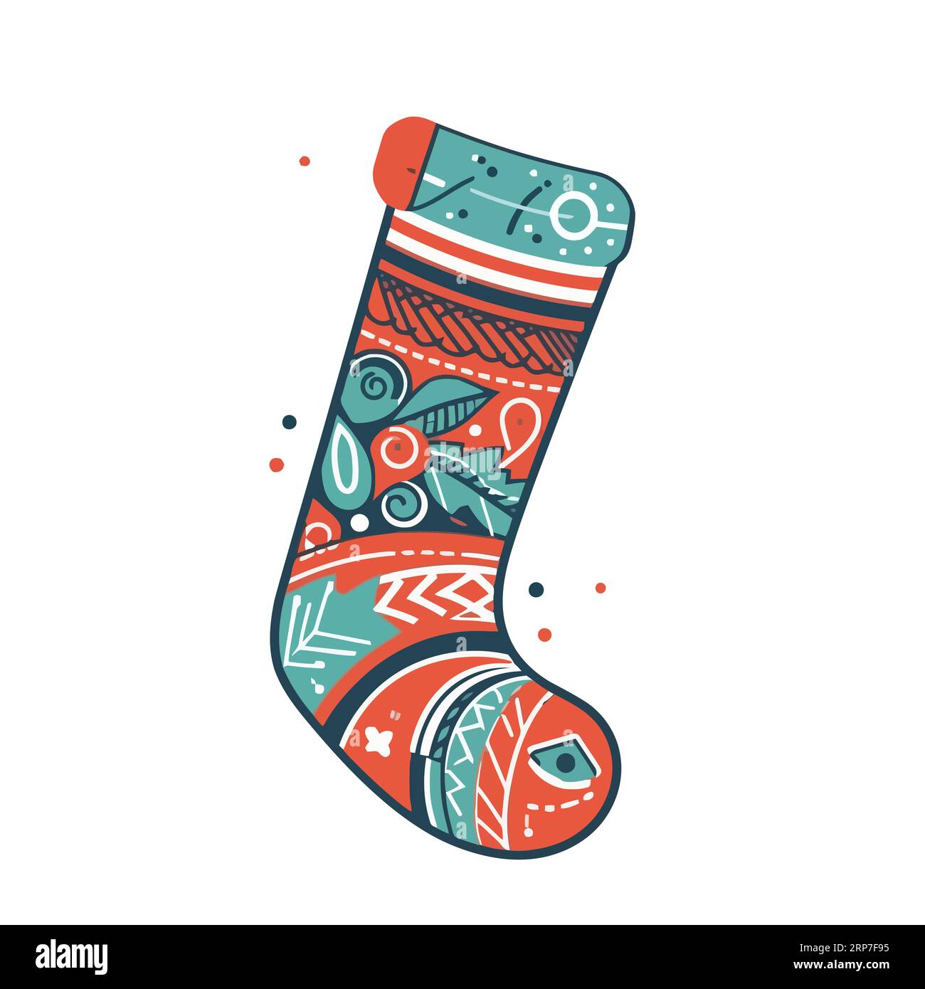 Sock image. Cute sock with ornament isolated on white background ...