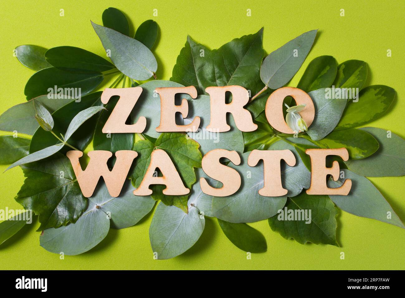 Flat lay arrangement zero waste lettering Stock Photo - Alamy