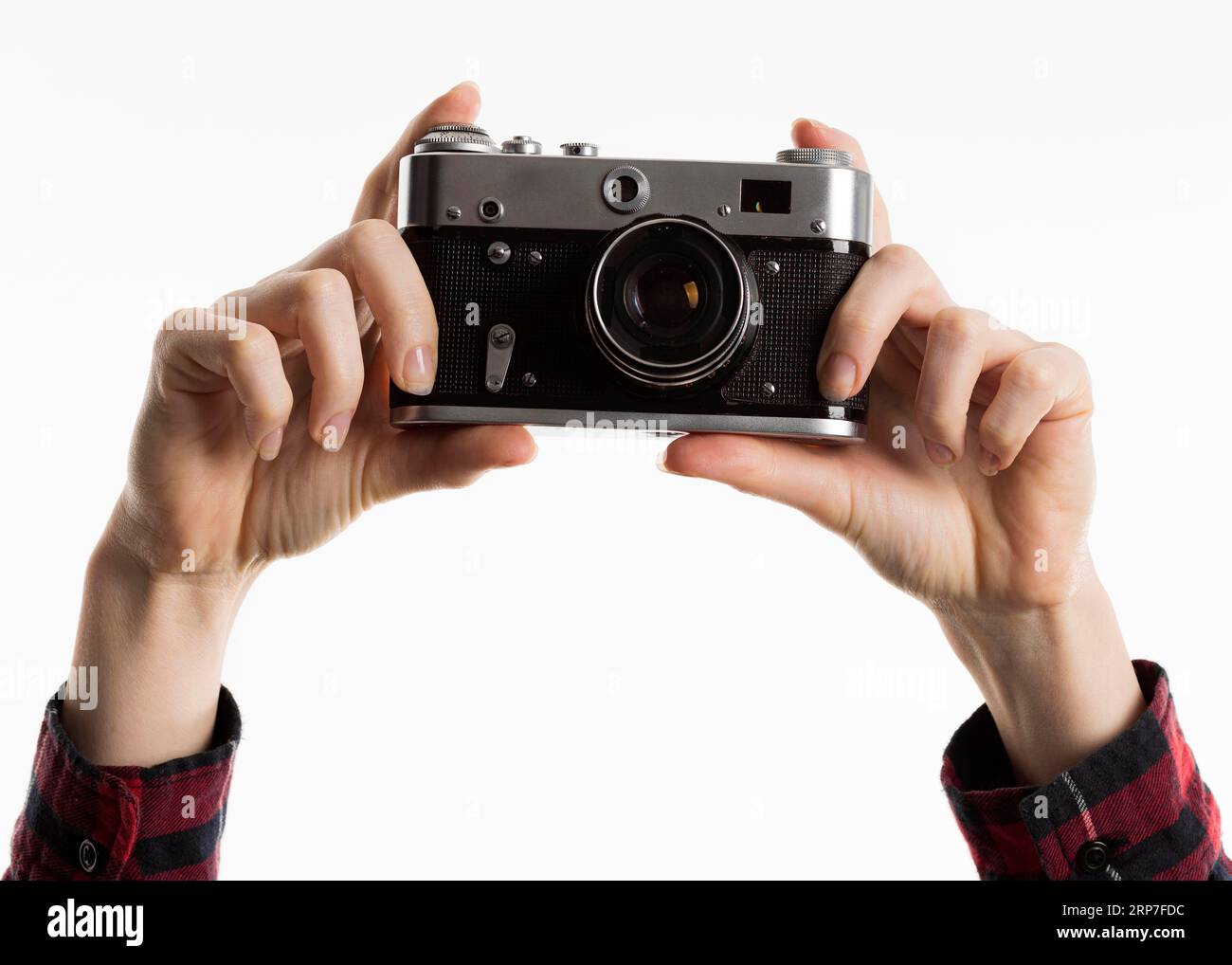 Front view hands using camera Stock Photo - Alamy