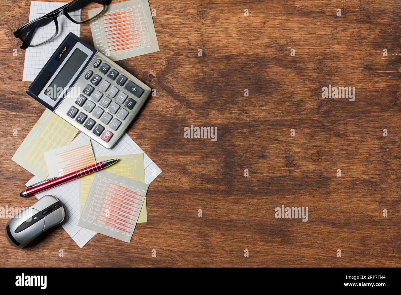 Top view office material table Stock Photo - Alamy