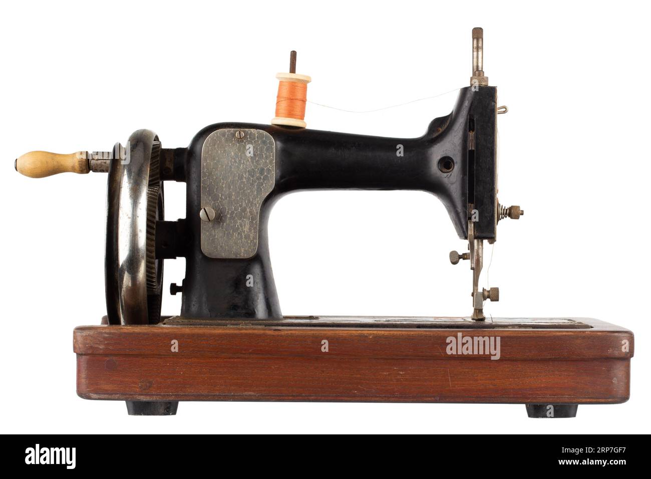 Retro vintage sewing machine isolated on white Stock Photo - Alamy