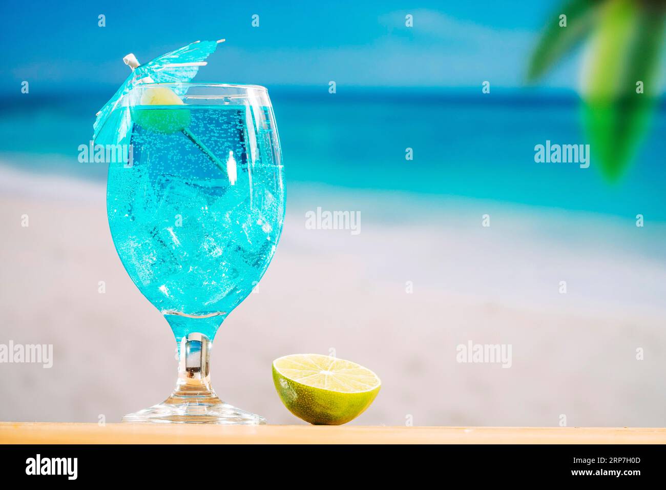 Glass cooling blue drink sliced lime Stock Photo - Alamy