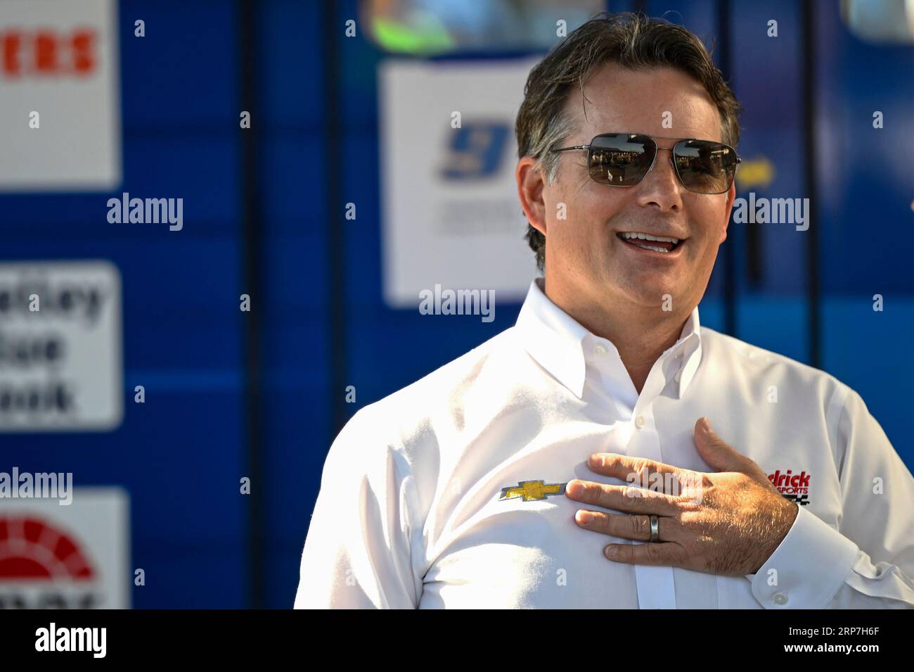 Hall of Fame driver Jeff Gordon smiles prior to a NASCAR Cup Series ...