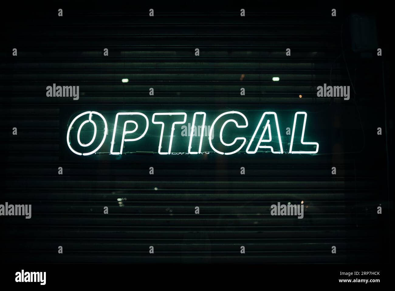 Optical sign neon lights Stock Photo - Alamy