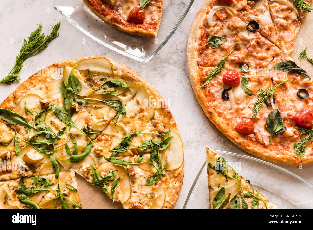 Top view pizzas Stock Photo - Alamy