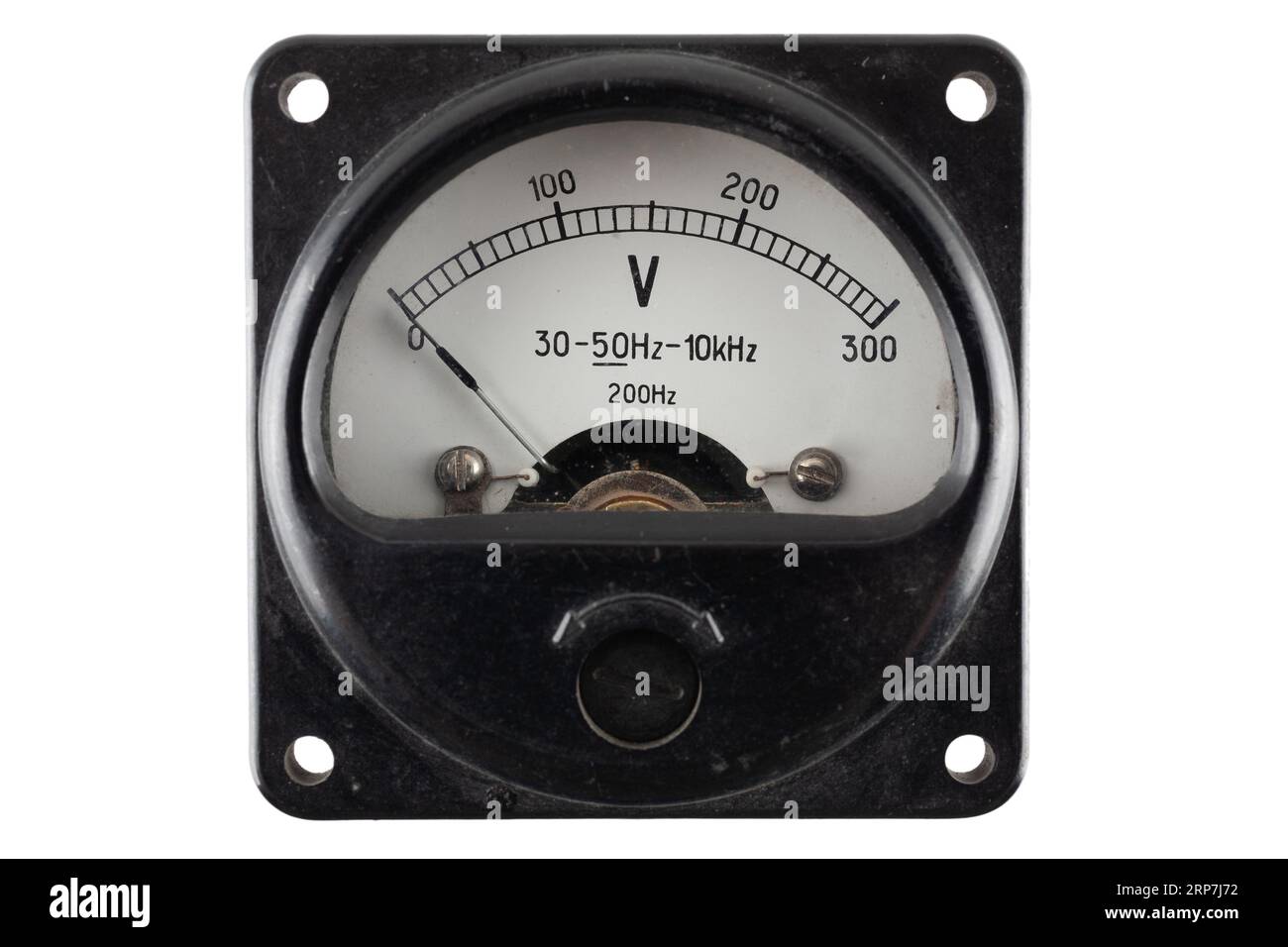 Close-up of an vintage ancient voltmeter isolated on white background ...
