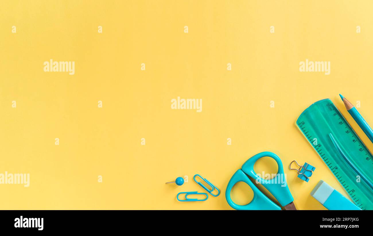 Office stationery table Stock Photo - Alamy