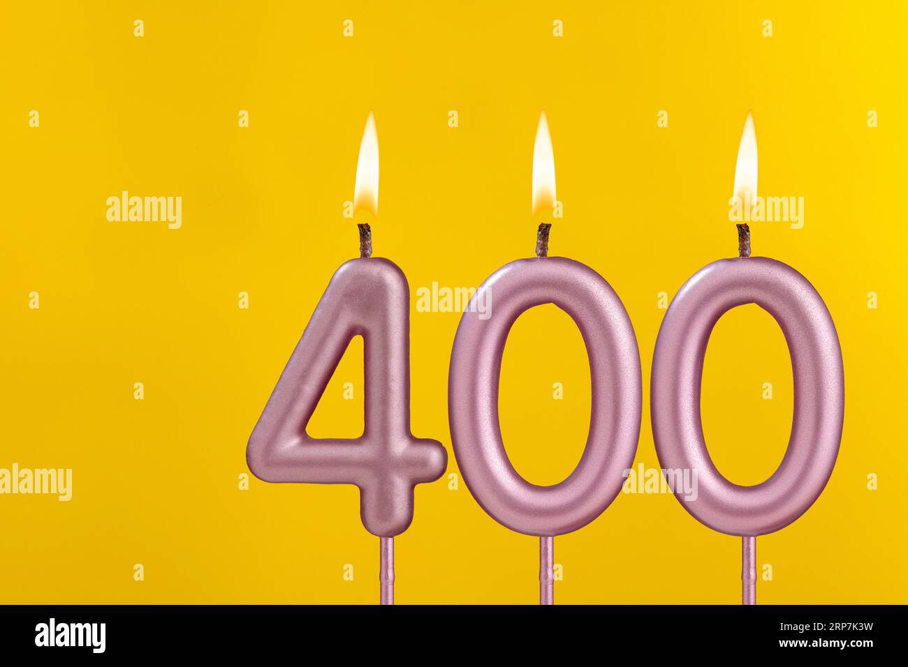 Birthday candle number 400 - Birthday celebration on yellow background ...