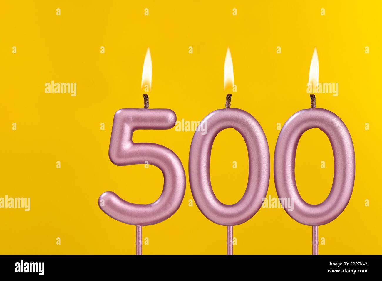 Candle 500 with flame - Birthday card on yellow luxury background Stock ...