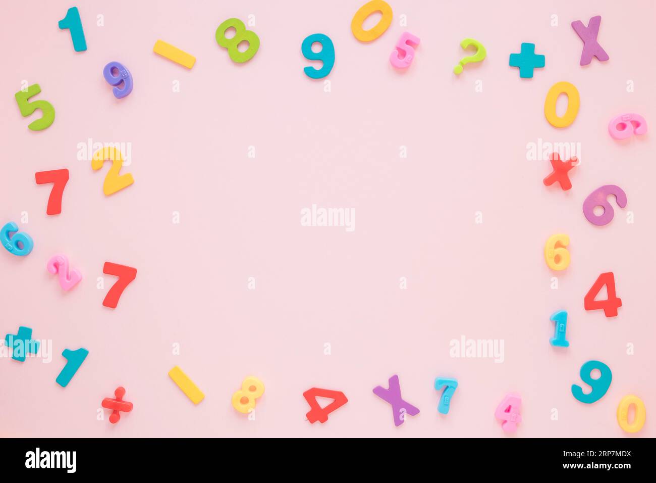 Colourful math numbers letters frame with copy space top view Stock ...