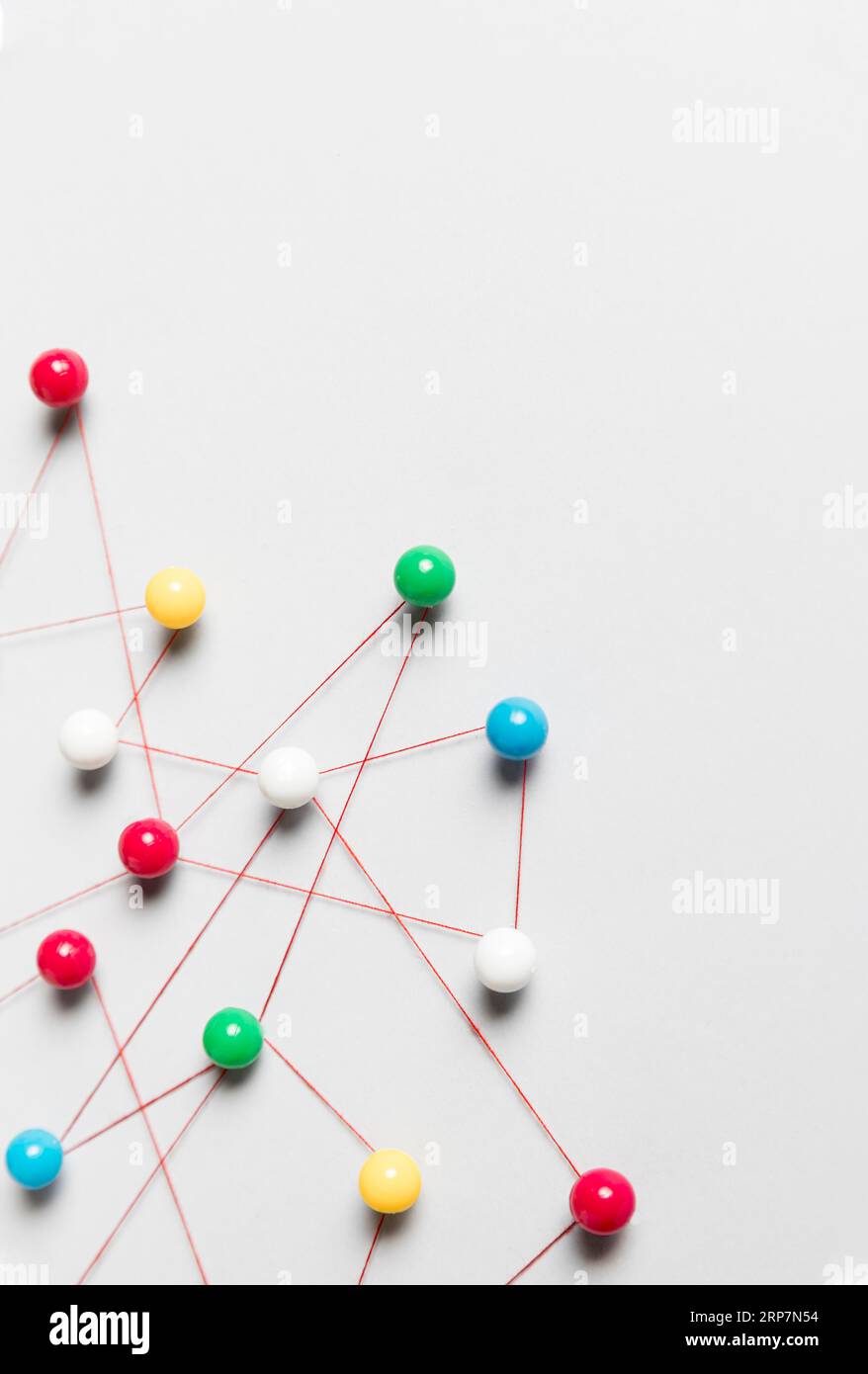 Flat lay white background pushpin map Stock Photo - Alamy