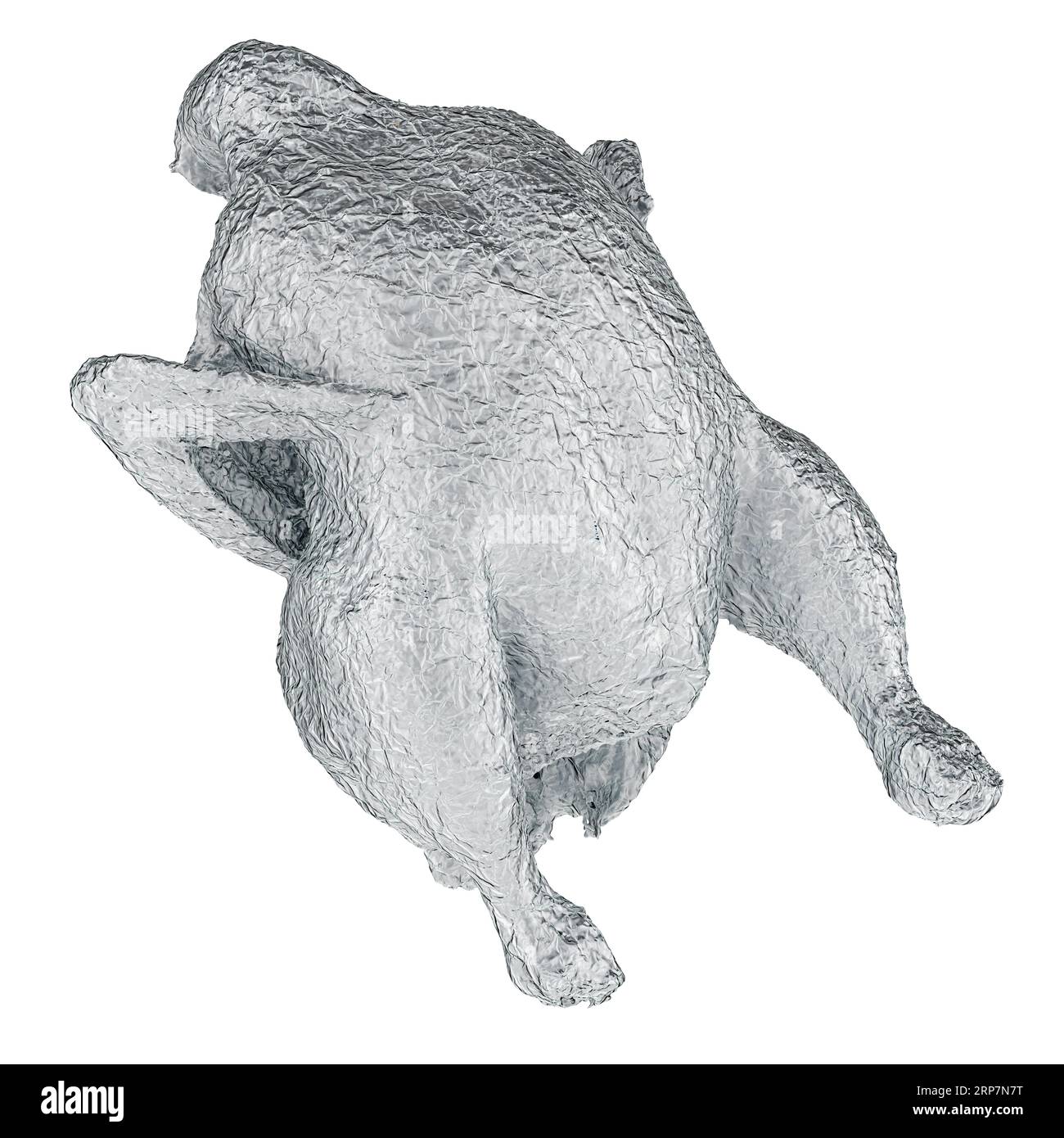 Chicken wrapped in foil, 3D rendering isolated on white background ...