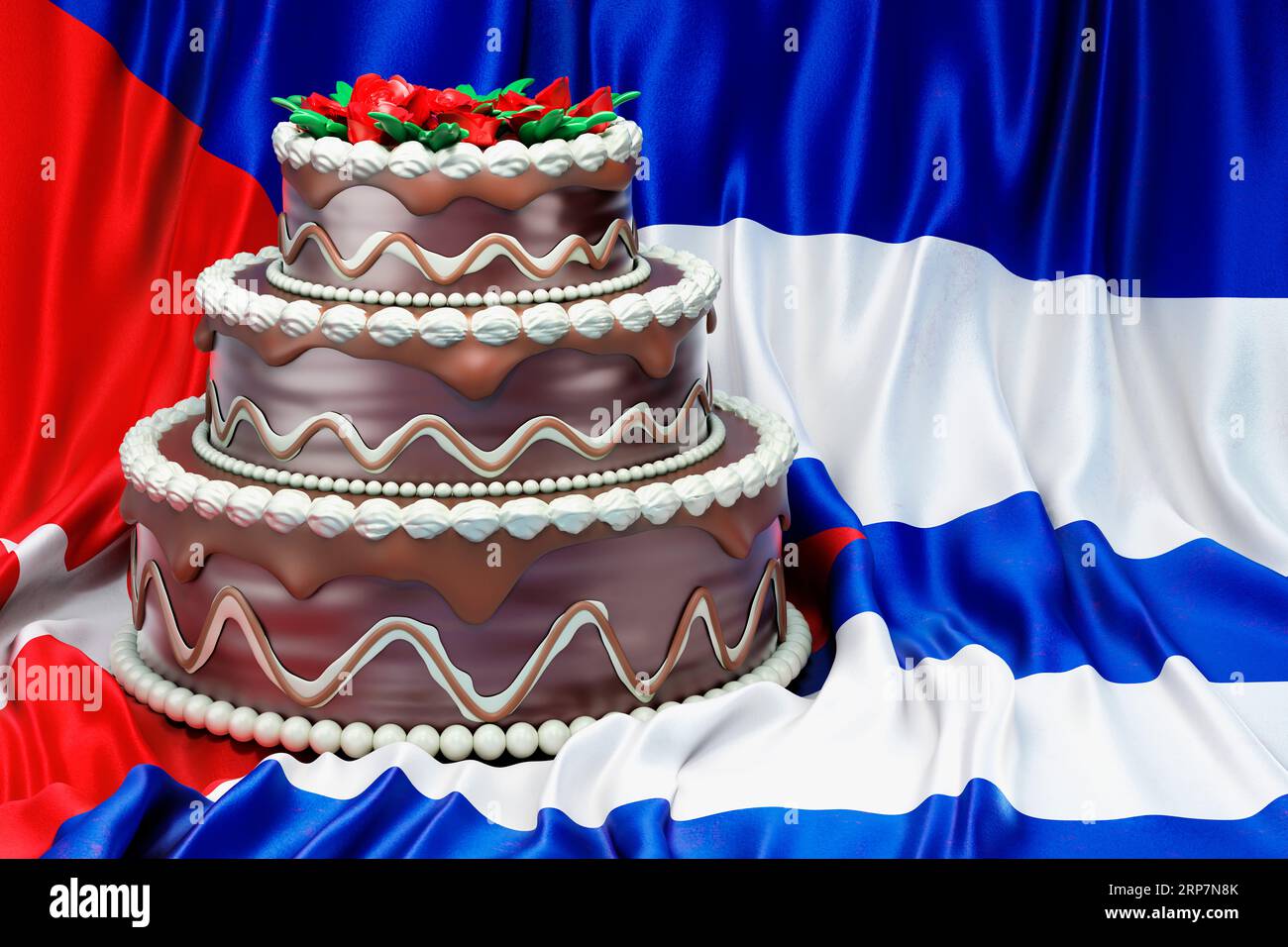 Chocolate cake on the Cuban flag background, 3D rendering Stock Photo ...