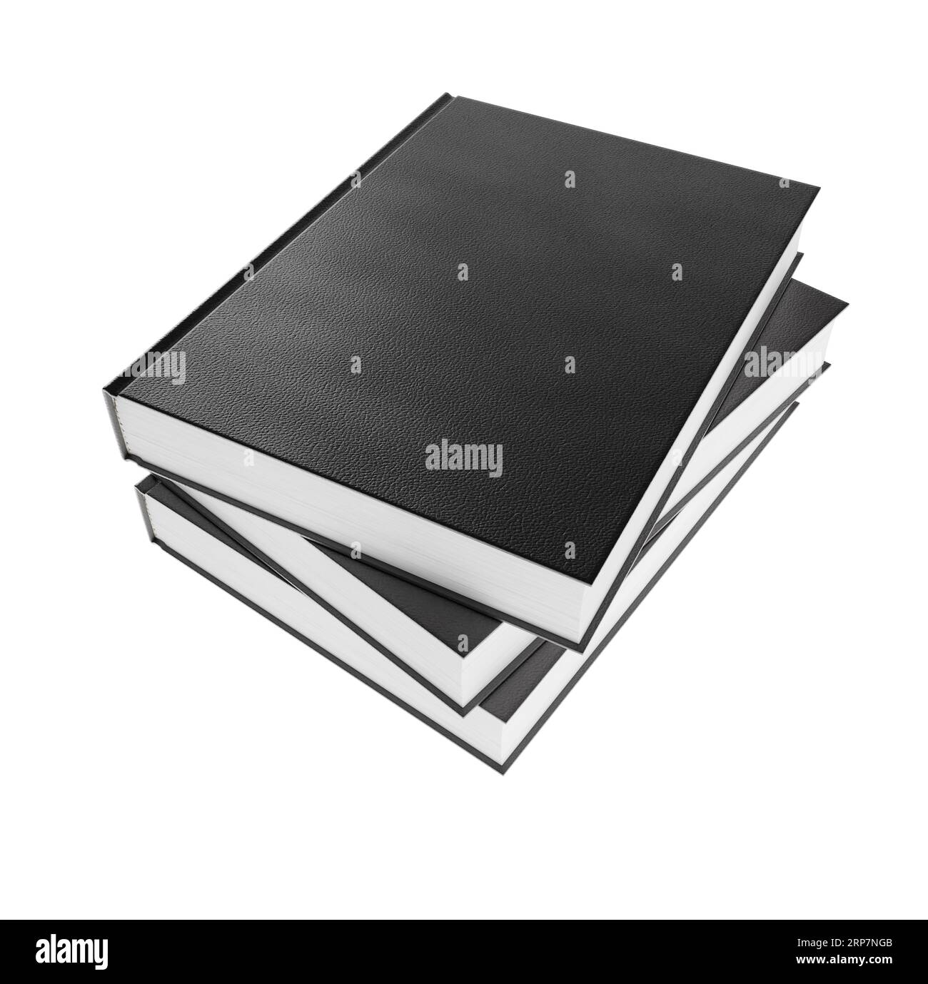 Blank mockup stack of 3 black books isolated on a white background ...