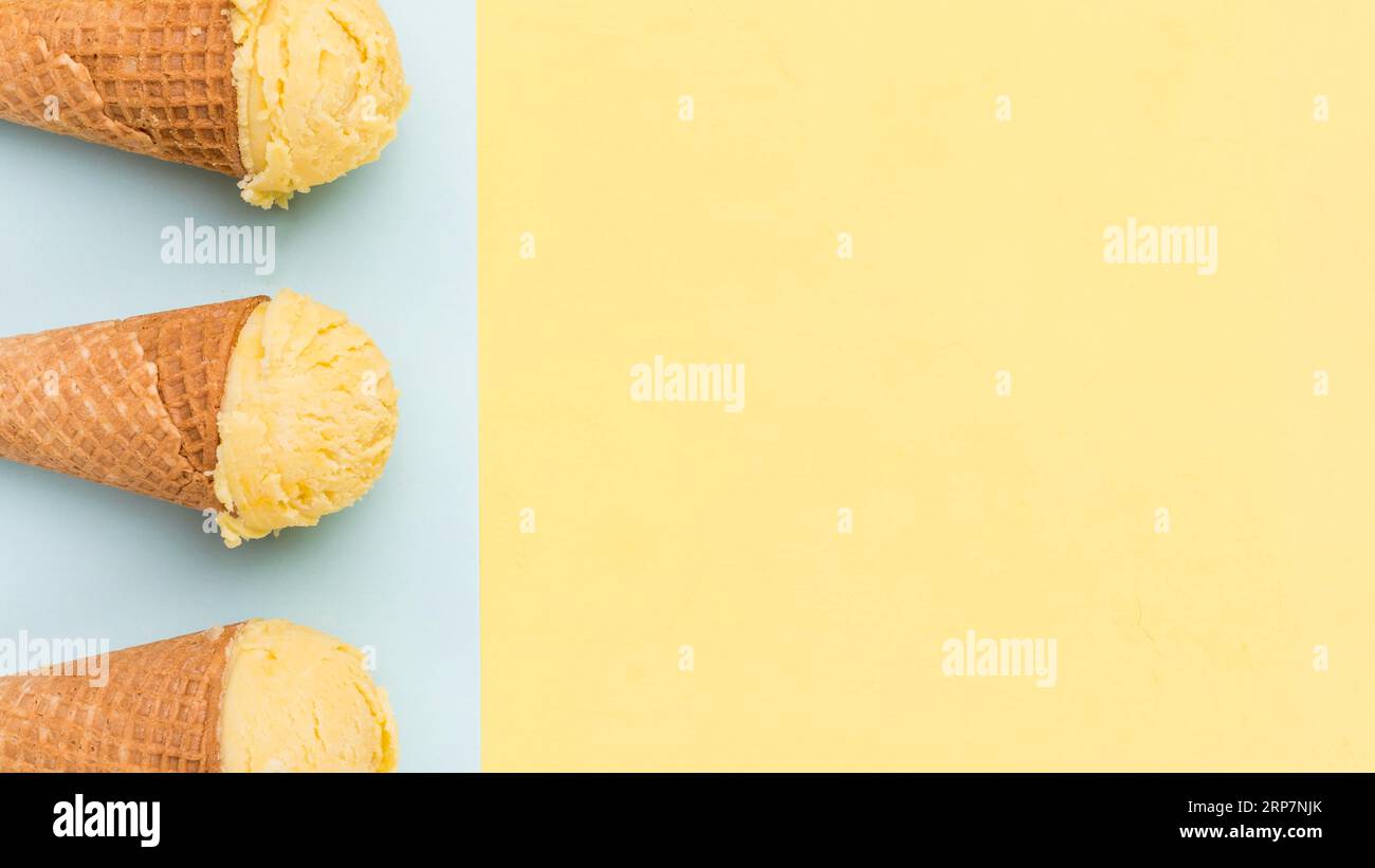 Ice cream cones different color background Stock Photo - Alamy