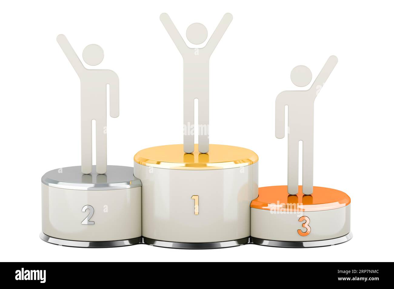 Winners Podium with cartoon people. 3D rendering isolated on white ...