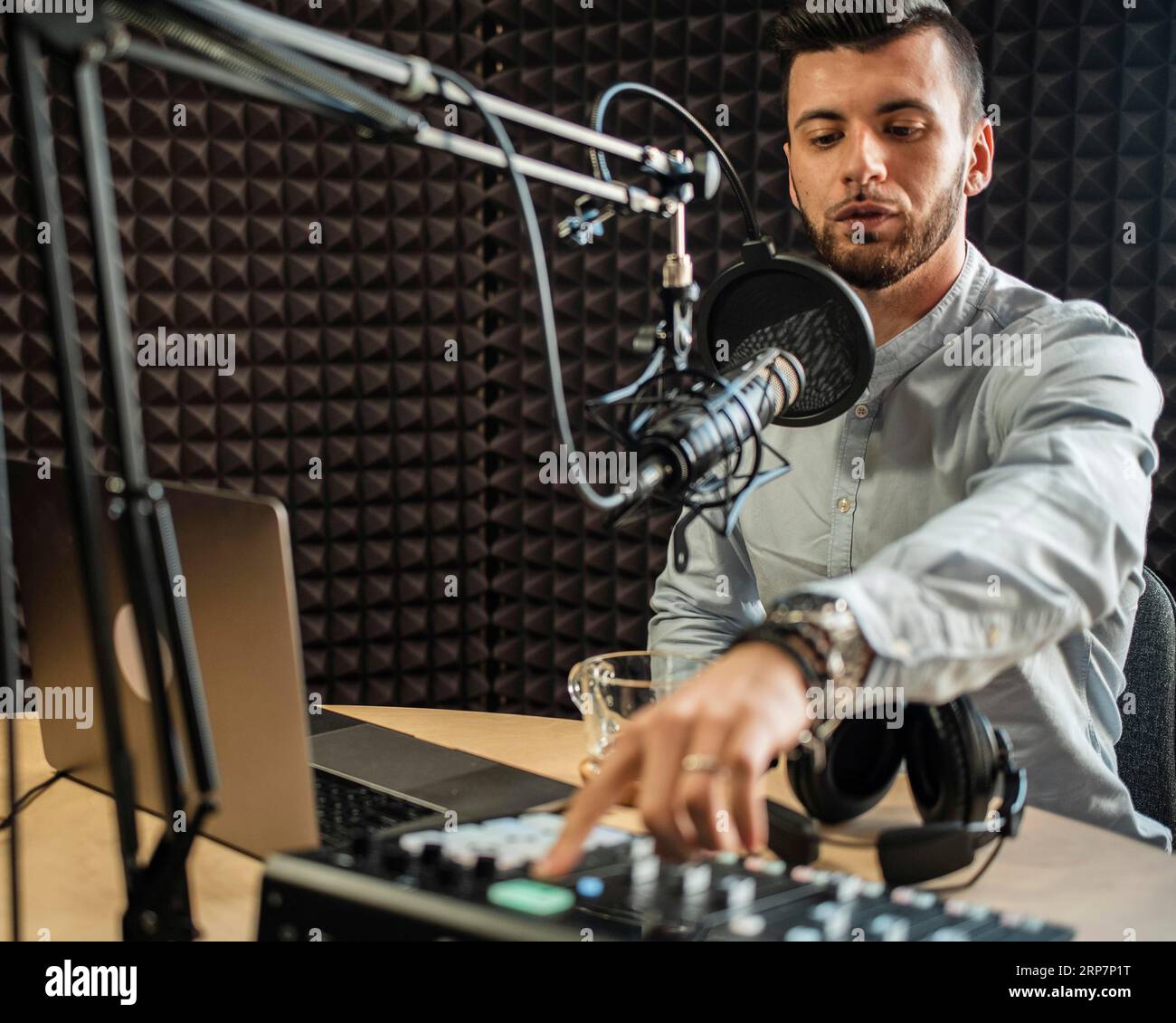 Medium shot young man working radio Stock Photo - Alamy Medium shot young man working radio Stock Photo - Alamy