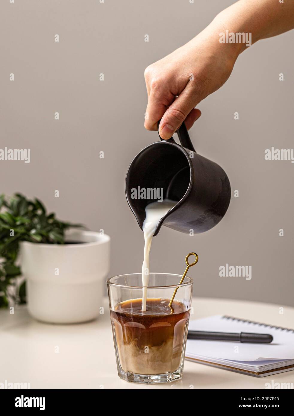 Man pouring espresso glass hi-res stock photography and images - Alamy