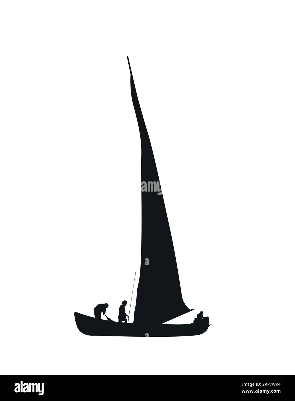Sailing ship silhouette against white background, vector illustration ...
