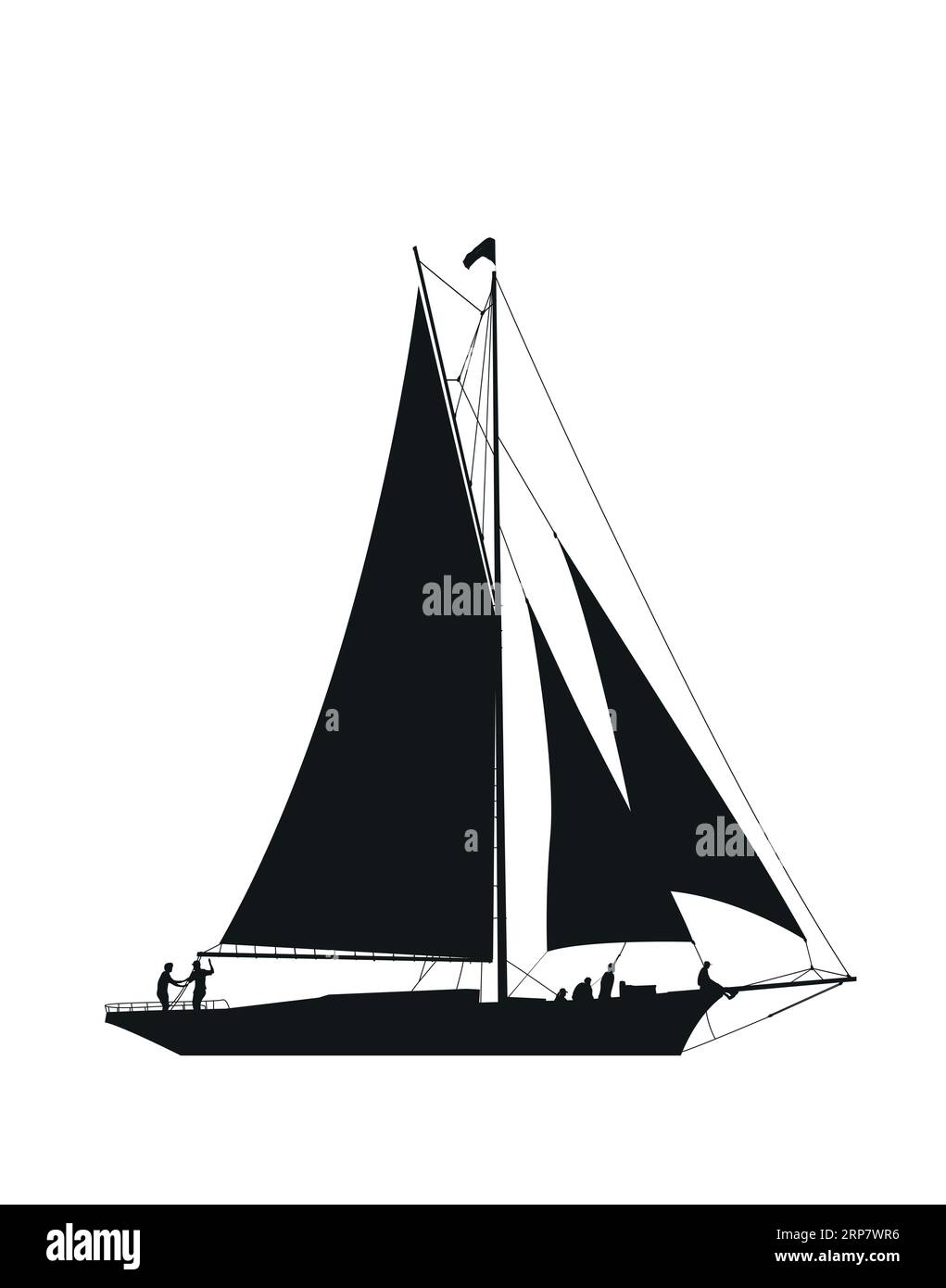 Sailing ship silhouette against white background, vector illustration ...