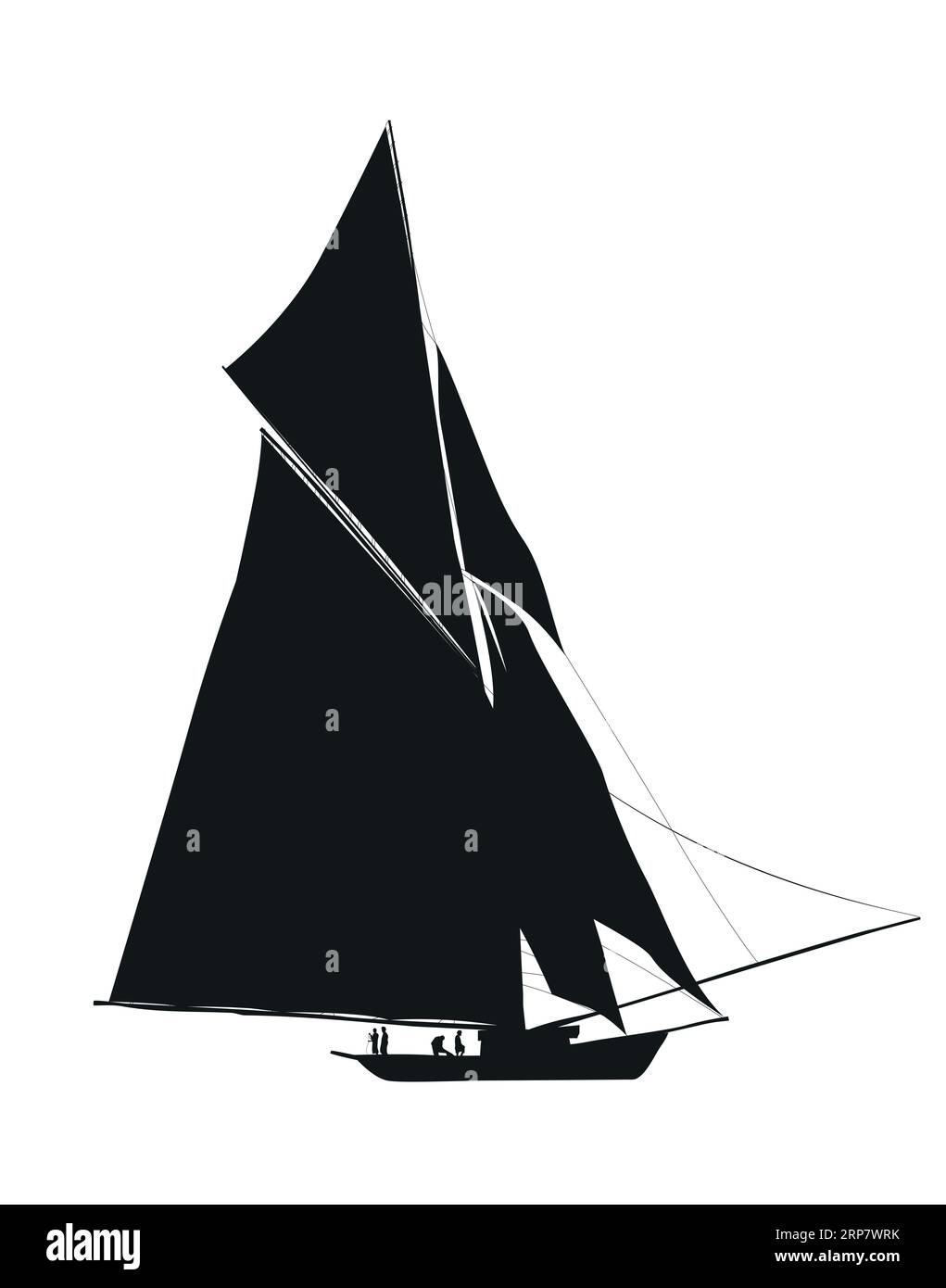 Sailing ship silhouette against white background, vector illustration ...