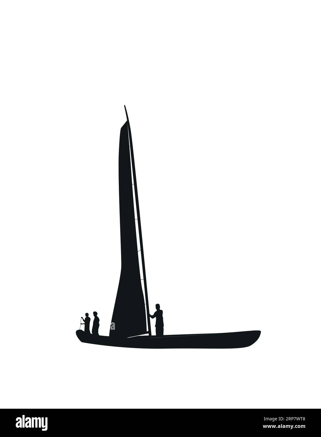 Sailing ship silhouette against white background, vector illustration ...
