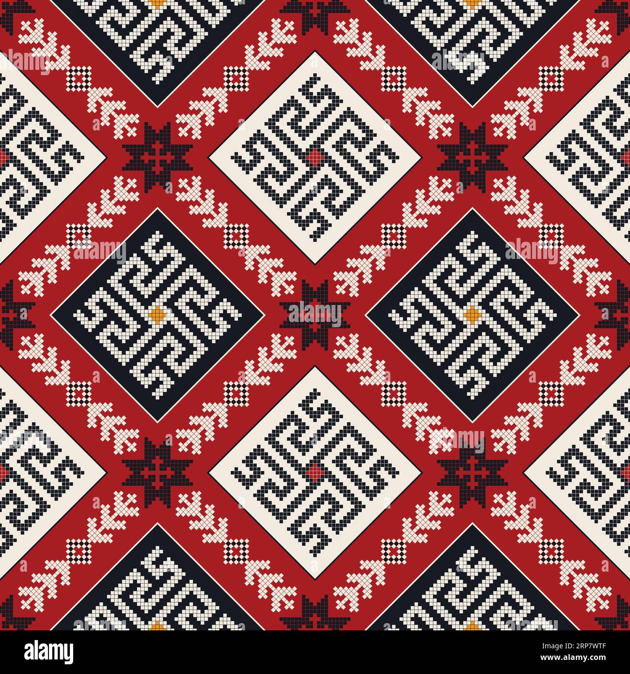 Traditional Latvian embroidery seamless pattern, vector illustration ...