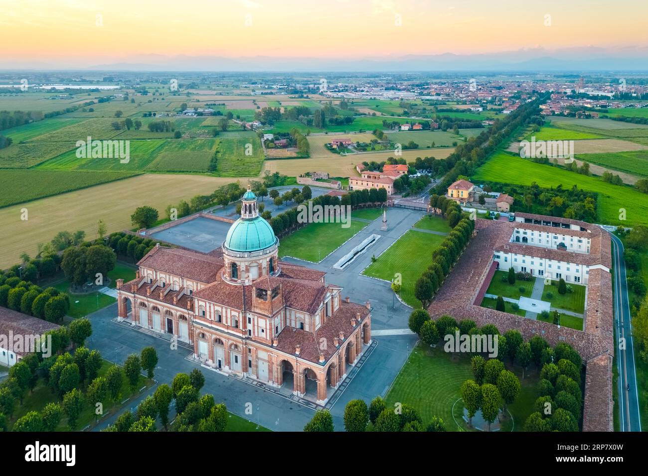Aerial view of the Santuario di Santa Maria del Fonte presso Caravaggio ...