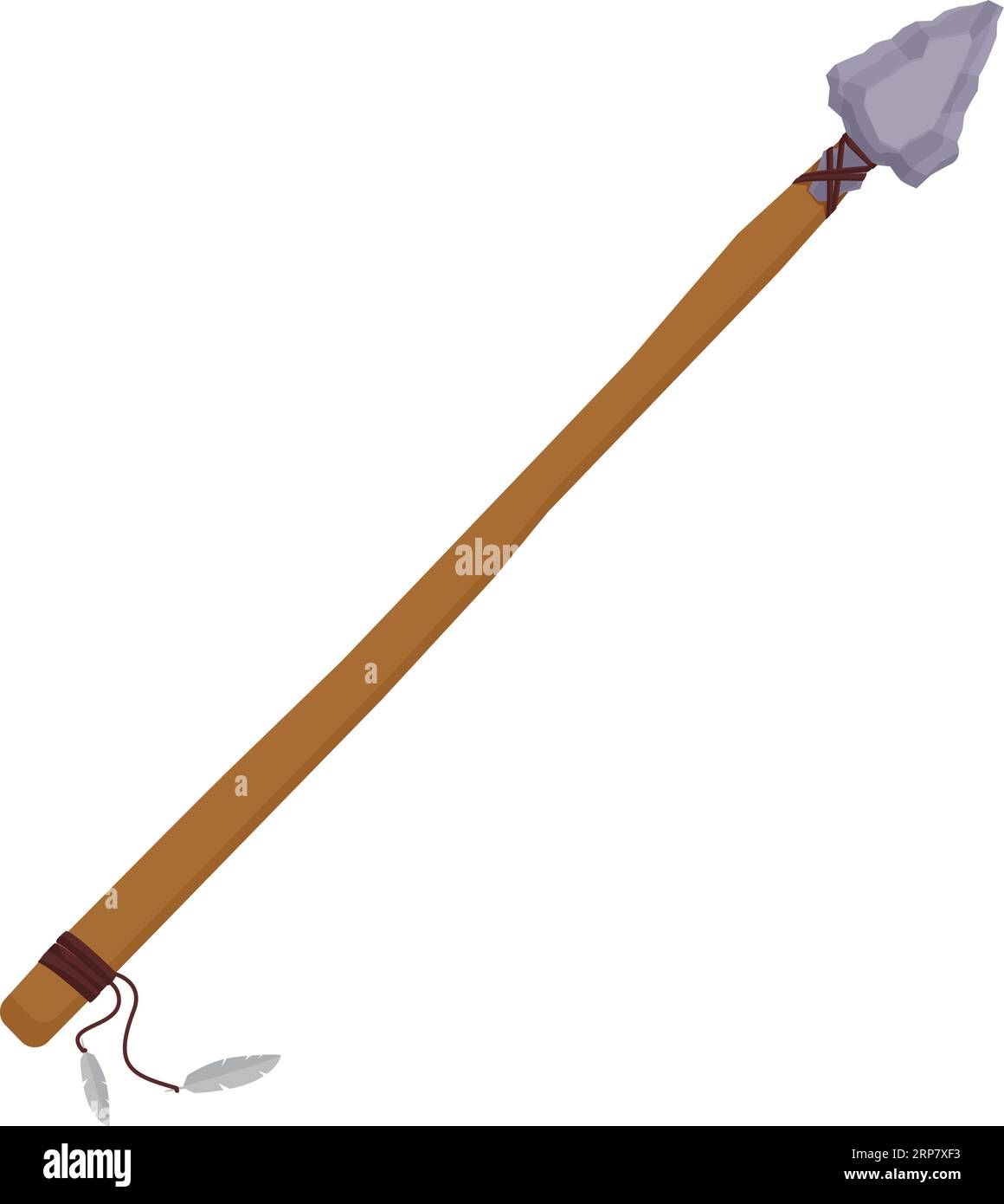 Stone age arrow. Primitive hunting weapon, caveman tools cartoon vector ...