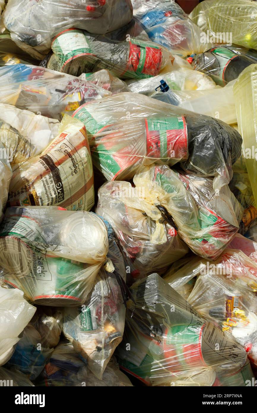 Yellow bags for plastic waste, waste separation, Germany Stock Photo ...