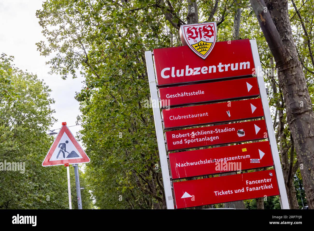 Club centre of VfB Stuttgart with club crest, Mercedesstrasse Bad ...