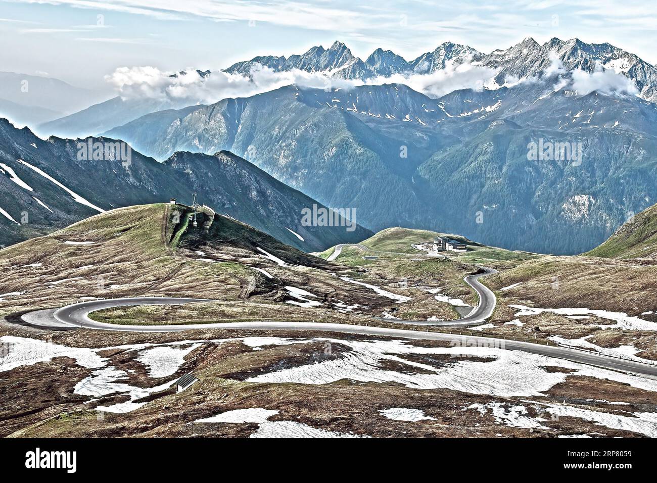Photo with reduced dynamics saturation HDR of mountain pass alpine ...
