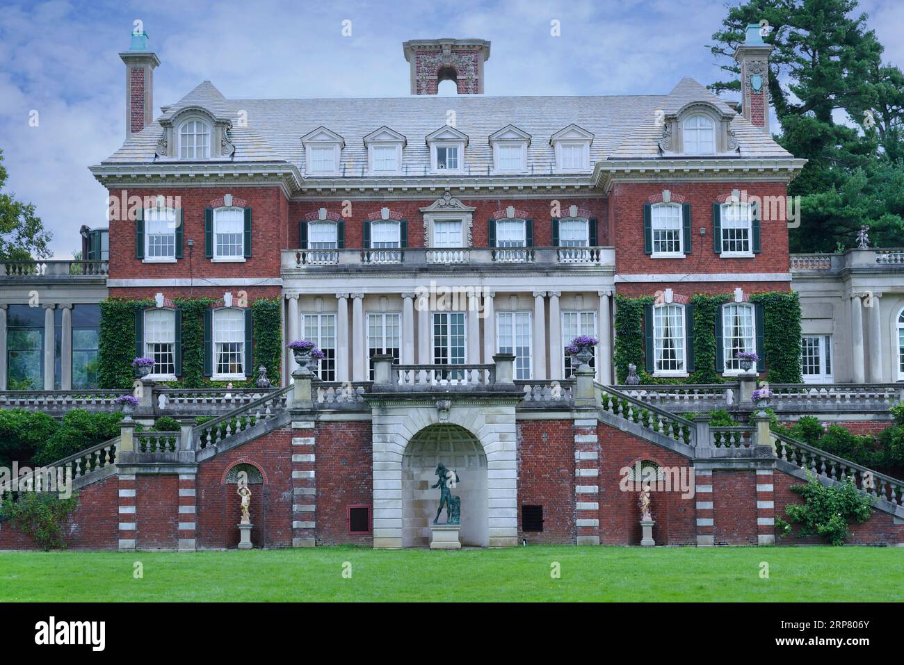 Old Westbury mansion on Long Island, now a museum, viewed from the rear ...