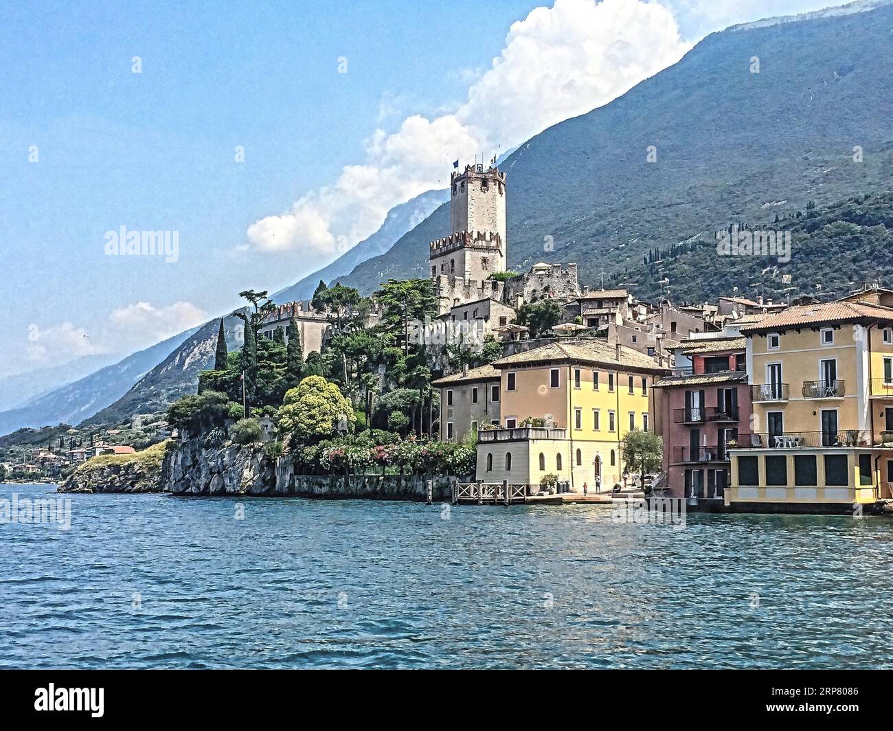 Photo with reduced dynamic range saturation HDR of view of lakeshore of ...