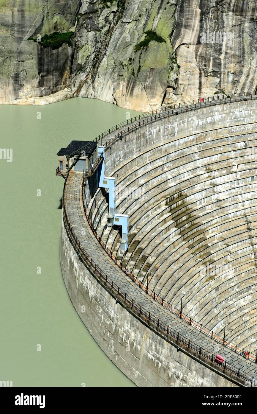 Spitallamm arch gravity dam on the Grimselsee reservoir, Guttannen ...