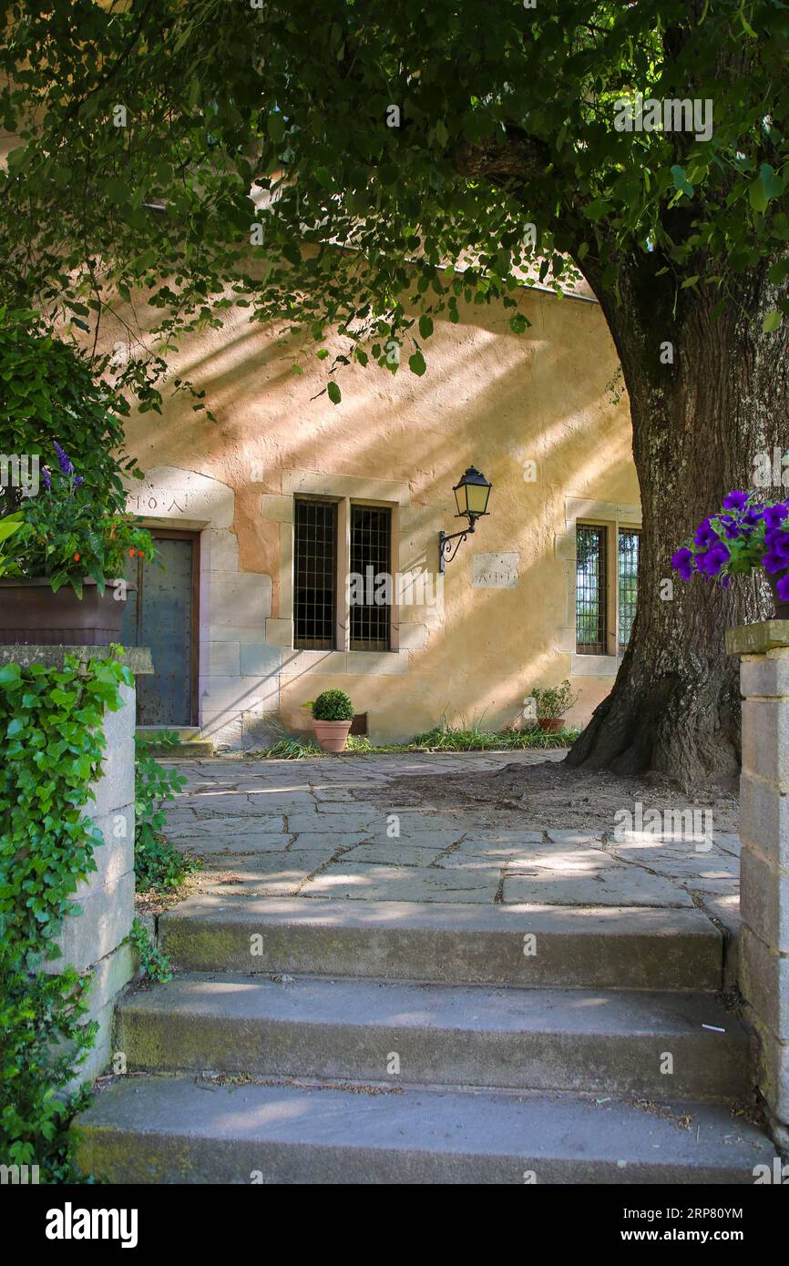 South side of the castle, square under the lime tree, door, window ...