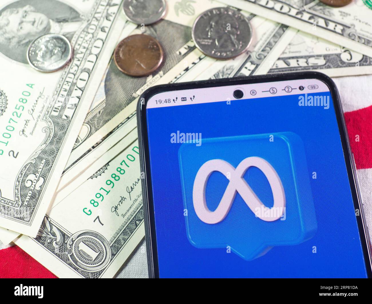 In this photo illustration, a Meta Platforms logo is seen displayed on ...