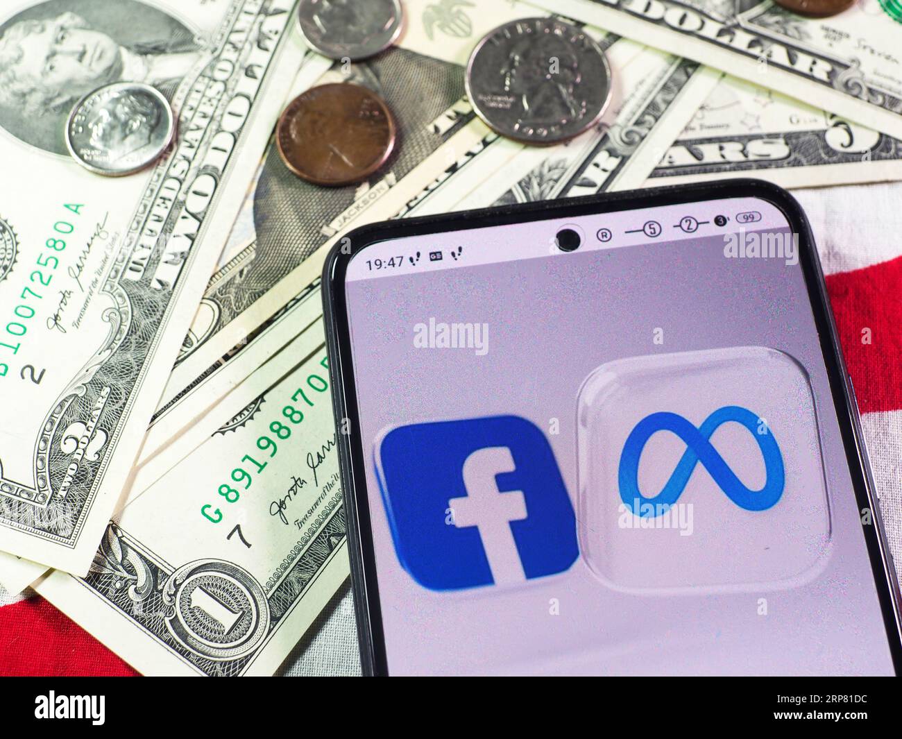 In this photo illustration, a Meta Platforms and Facebook logos is seen ...