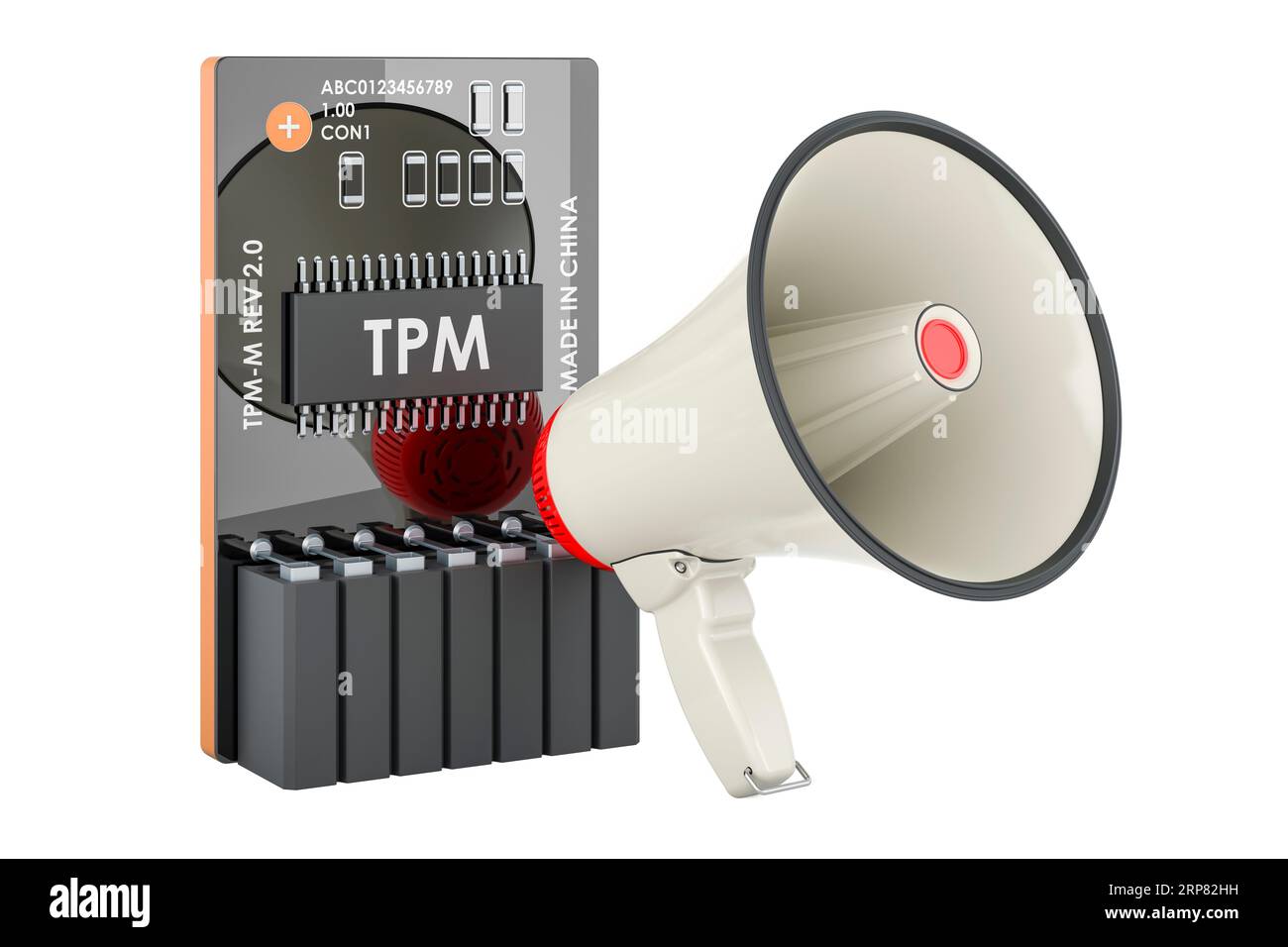 Trusted Platform Module with megaphone. 3D rendering isolated on white ...