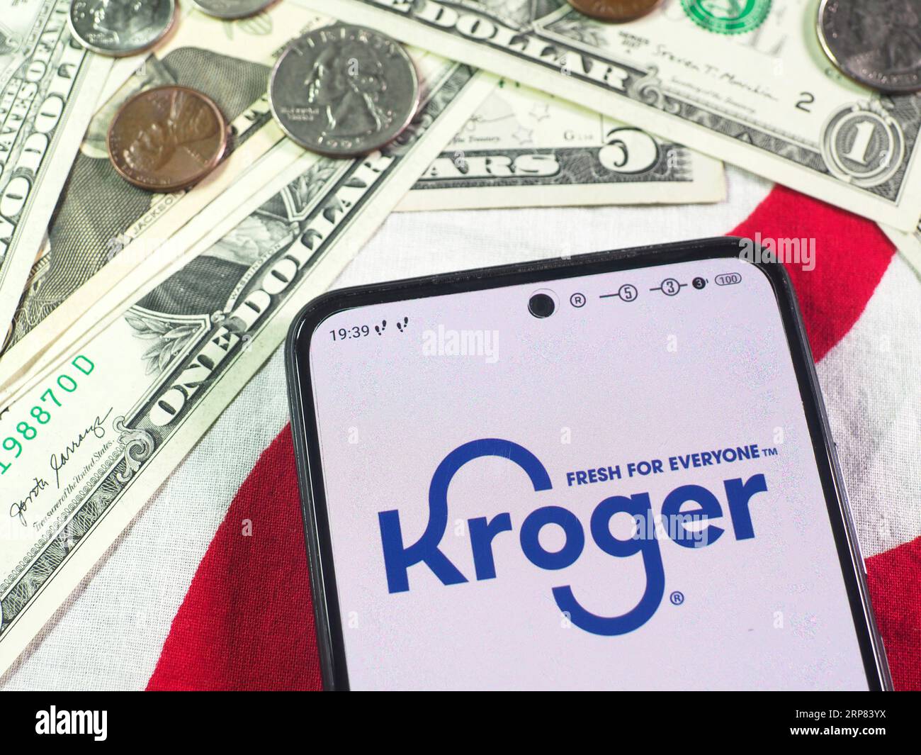 Germany. 3rd Sep, 2023. In this photo illustration, The Kroger Co. logo ...