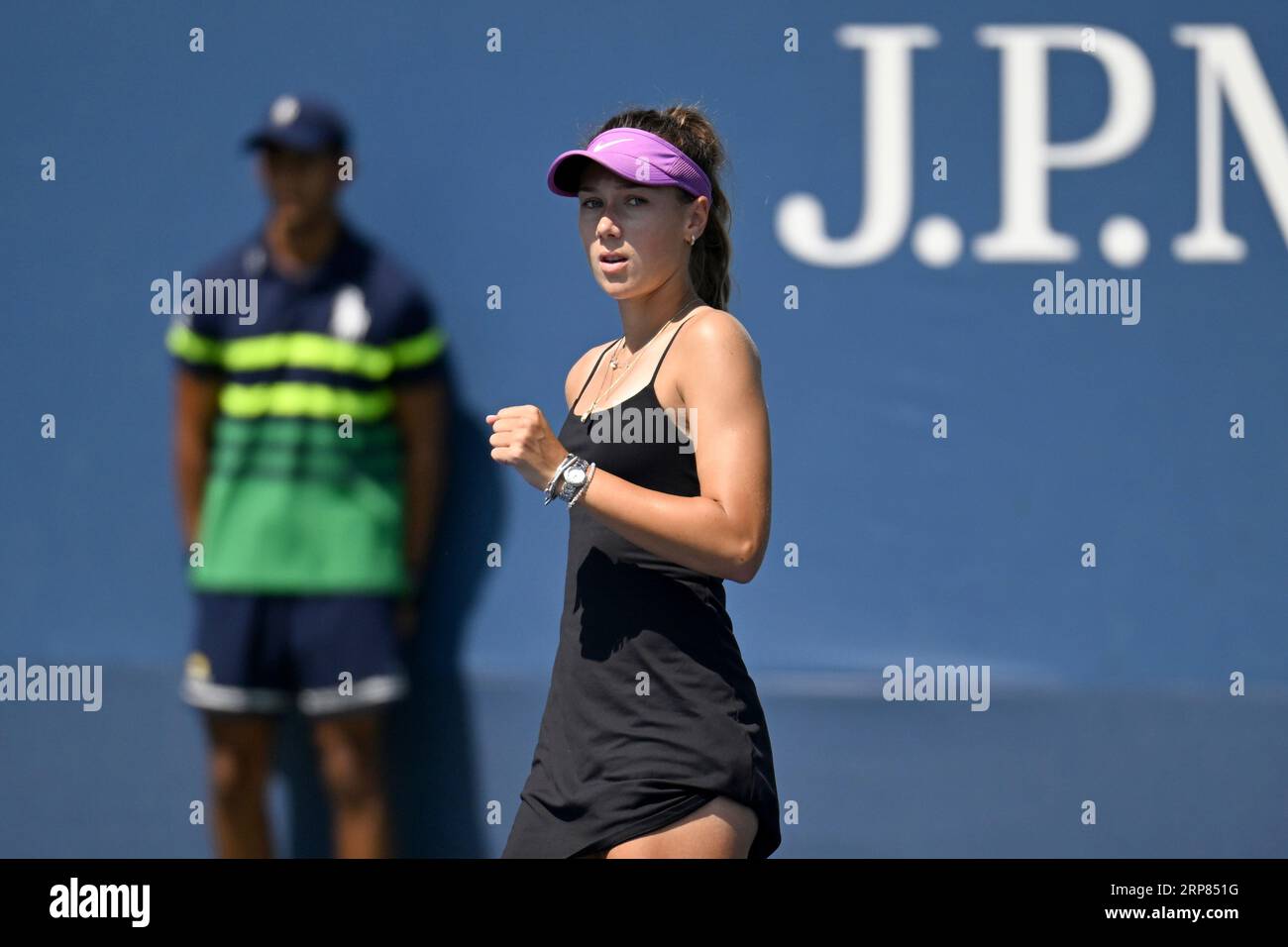 Kristiana Sidorova reacts during a junior girls' singles match at the ...
