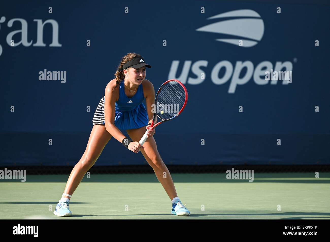Iva Jovic in action during a junior girls' singles match at the 2023 US ...