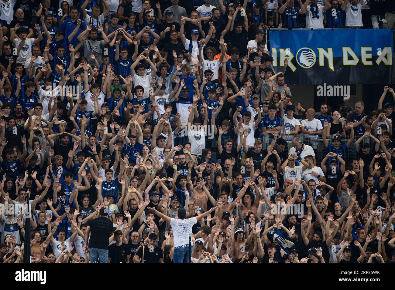 Fan of Atalanta BC show their support during the Serie A football match ...
