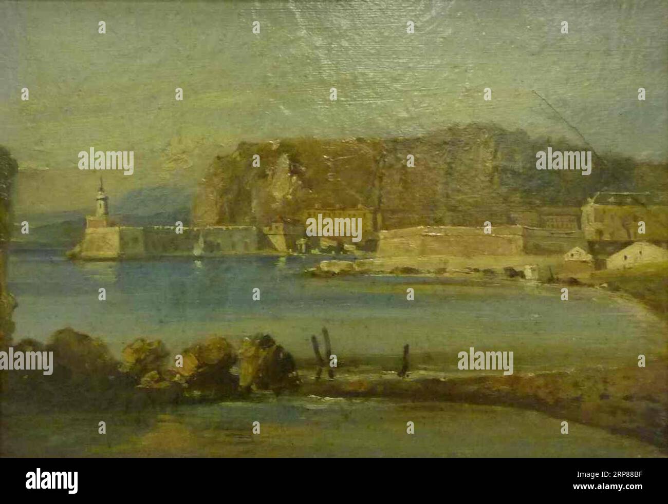 Entrée du port de Nice 19th century by Dominique Trachel Stock Photo ...