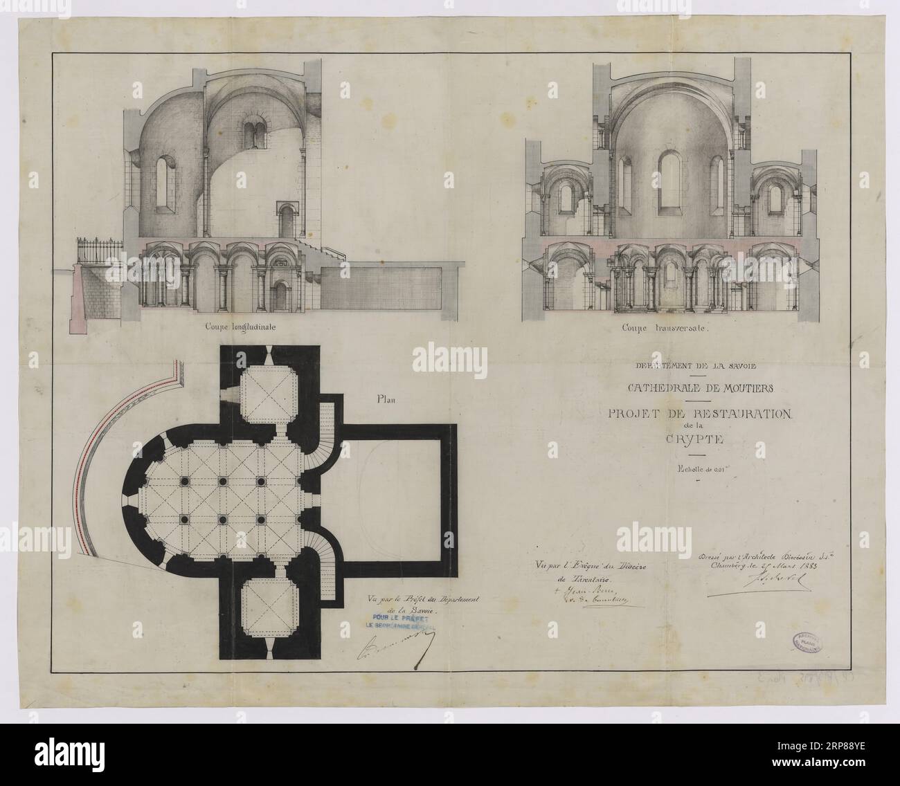 Restoration project of the crypt of Moutiers cathedral (1883) 25 March ...