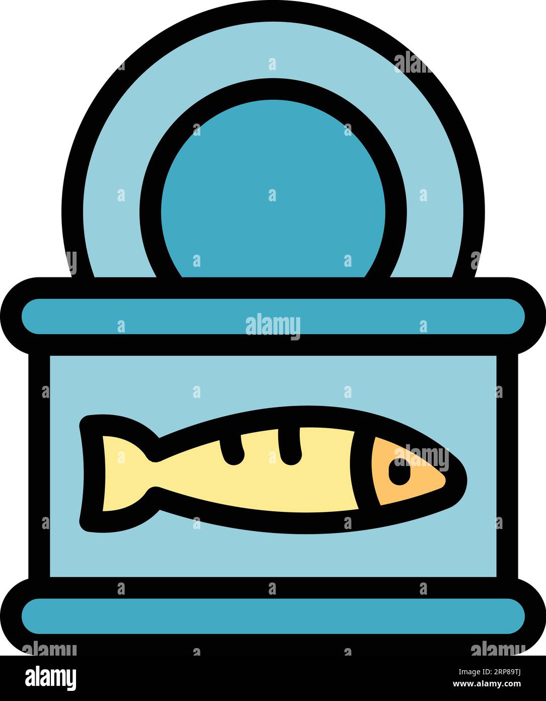 Fish tin can icon outline vector. Oil food. Sardine herrring color flat ...