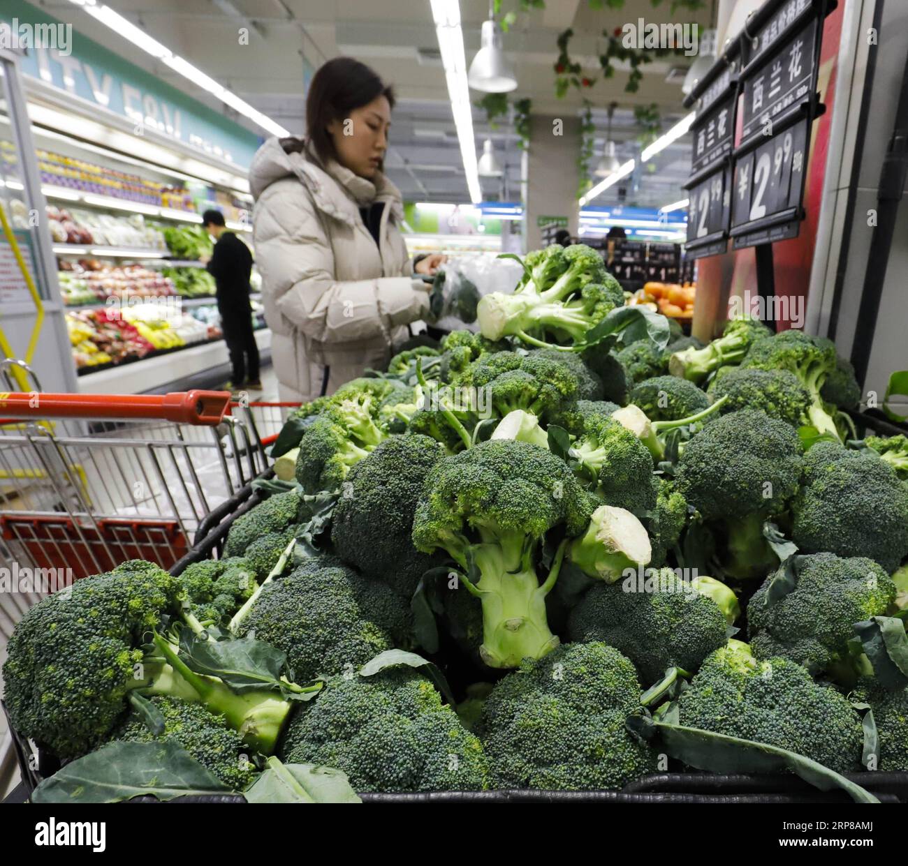 (190225) -- BEIJING, Feb. 25, 2019 -- Customers choose vegetables at a ...